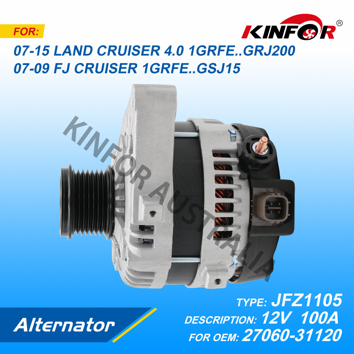 100A Alternator For TOYOTA Land Cruiser Prado GRJ120 GRJ200 GSJ15 ...